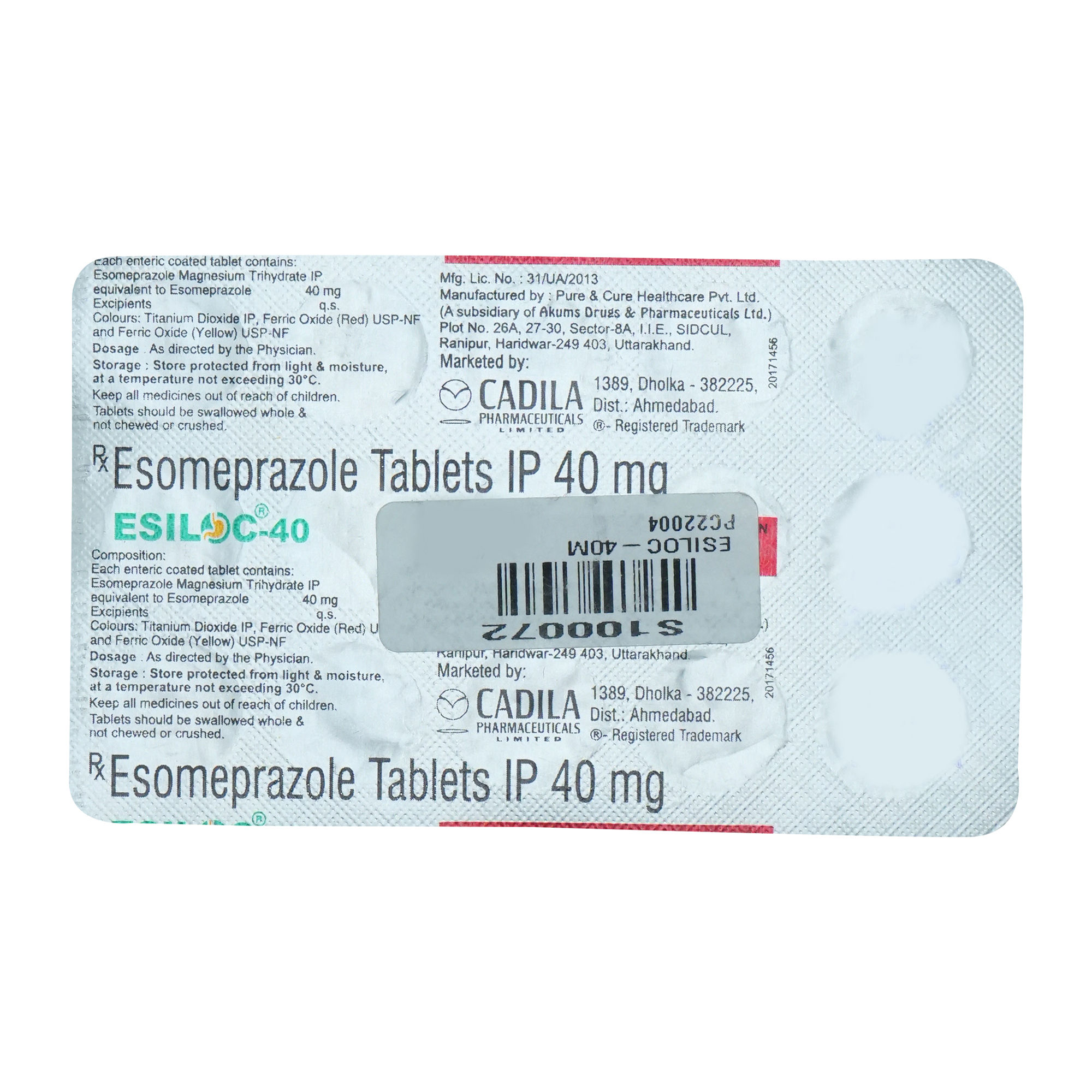 Esiloc-40 mg Tablet | Uses, Side Effects, Price | Apollo Pharmacy