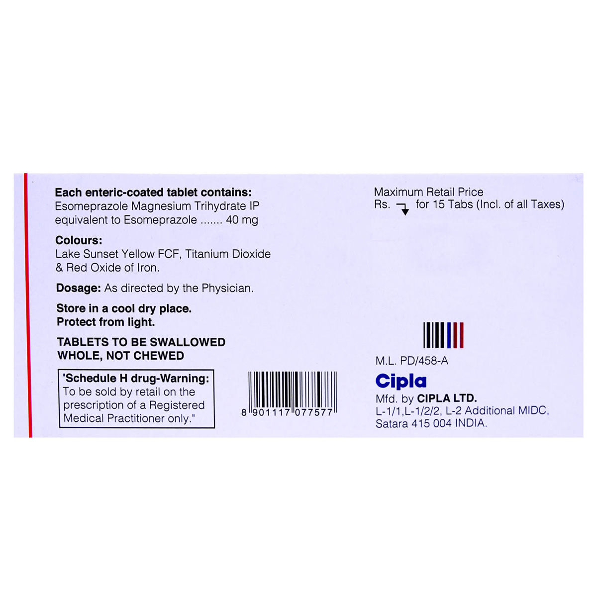 Esomac 40 Tablet 15's Price, Uses, Side Effects, Composition - Apollo ...