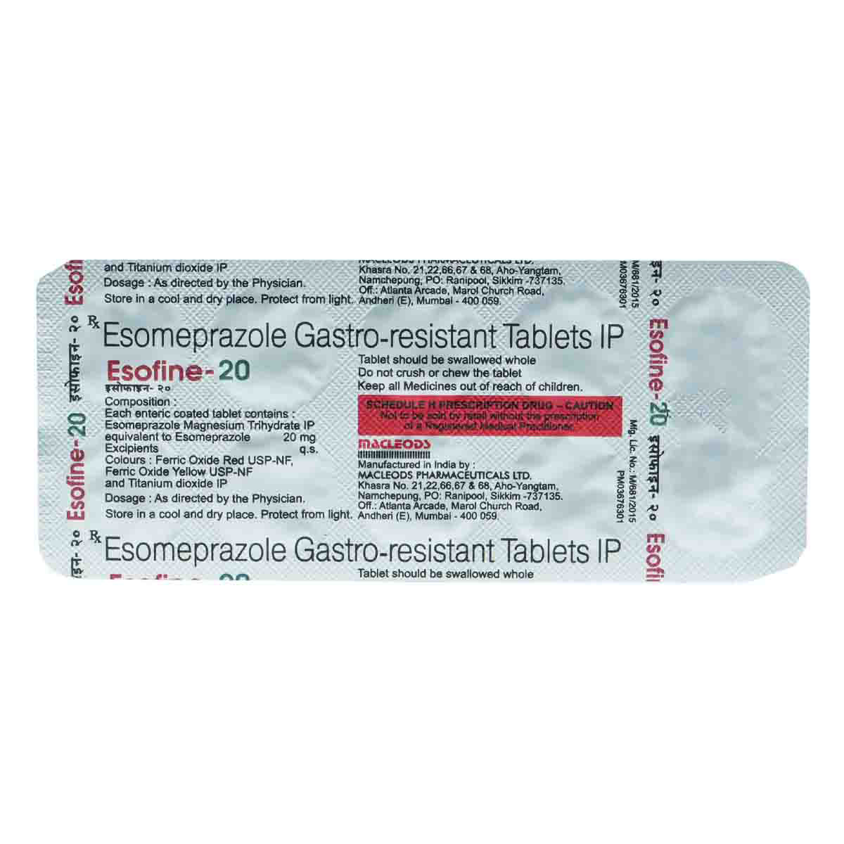Esofine 20 mg Tablet 10's Price, Uses, Side Effects, Composition ...