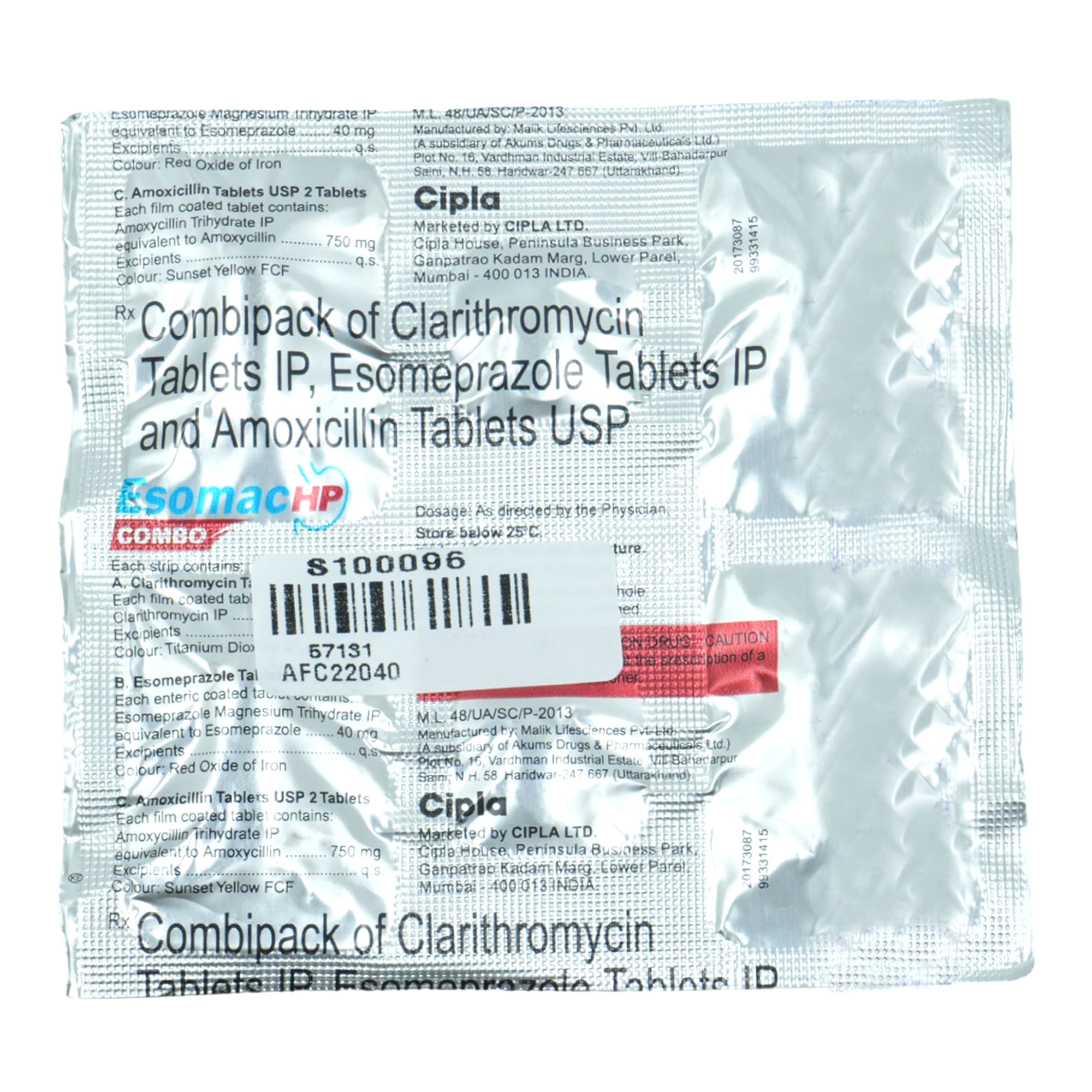Esomac HP Combipack Tablet 1's Price, Uses, Side Effects, Composition ...