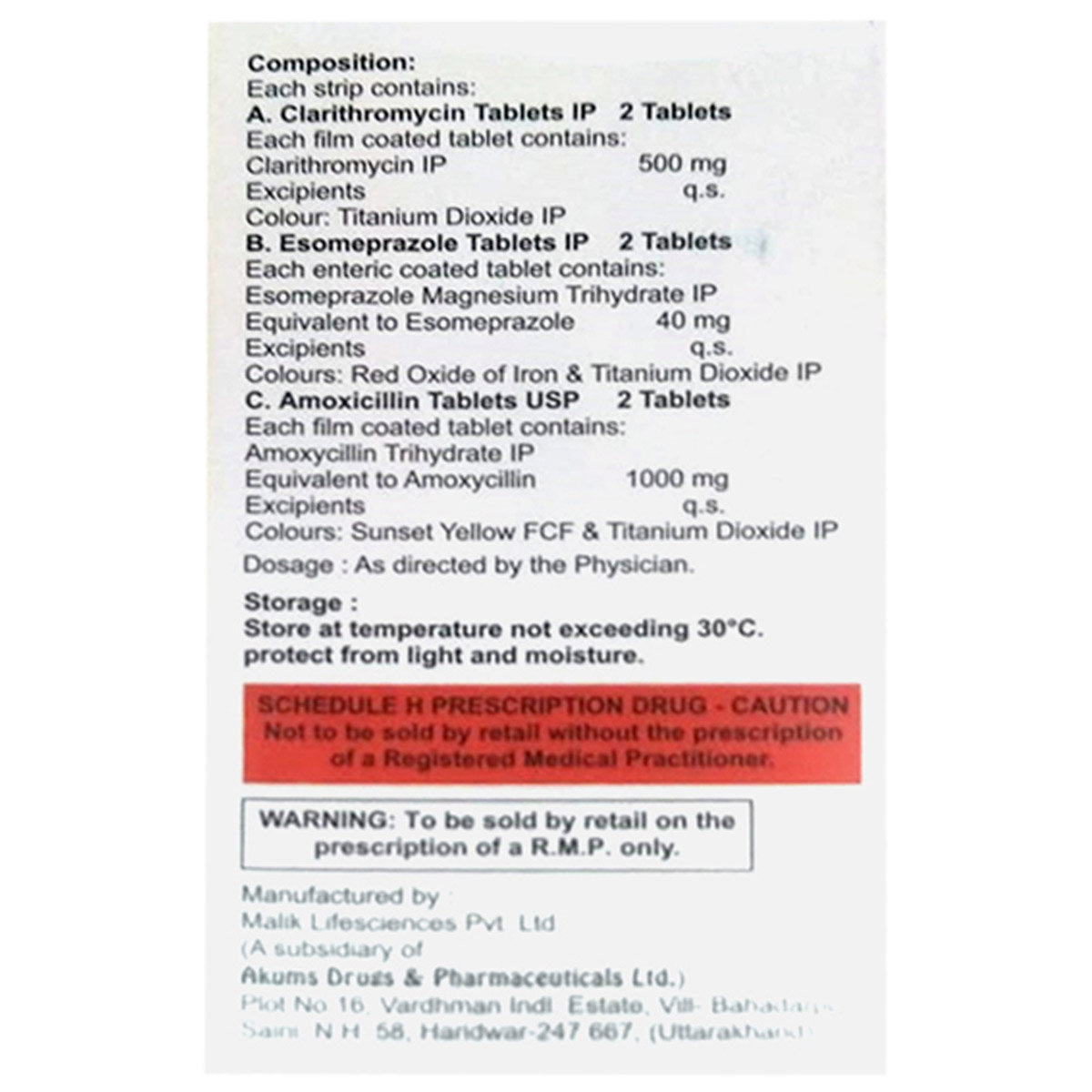 Esogress-HP Forte 500 mg/40 mg/1000 mg Combikit | Uses, Side Effects ...