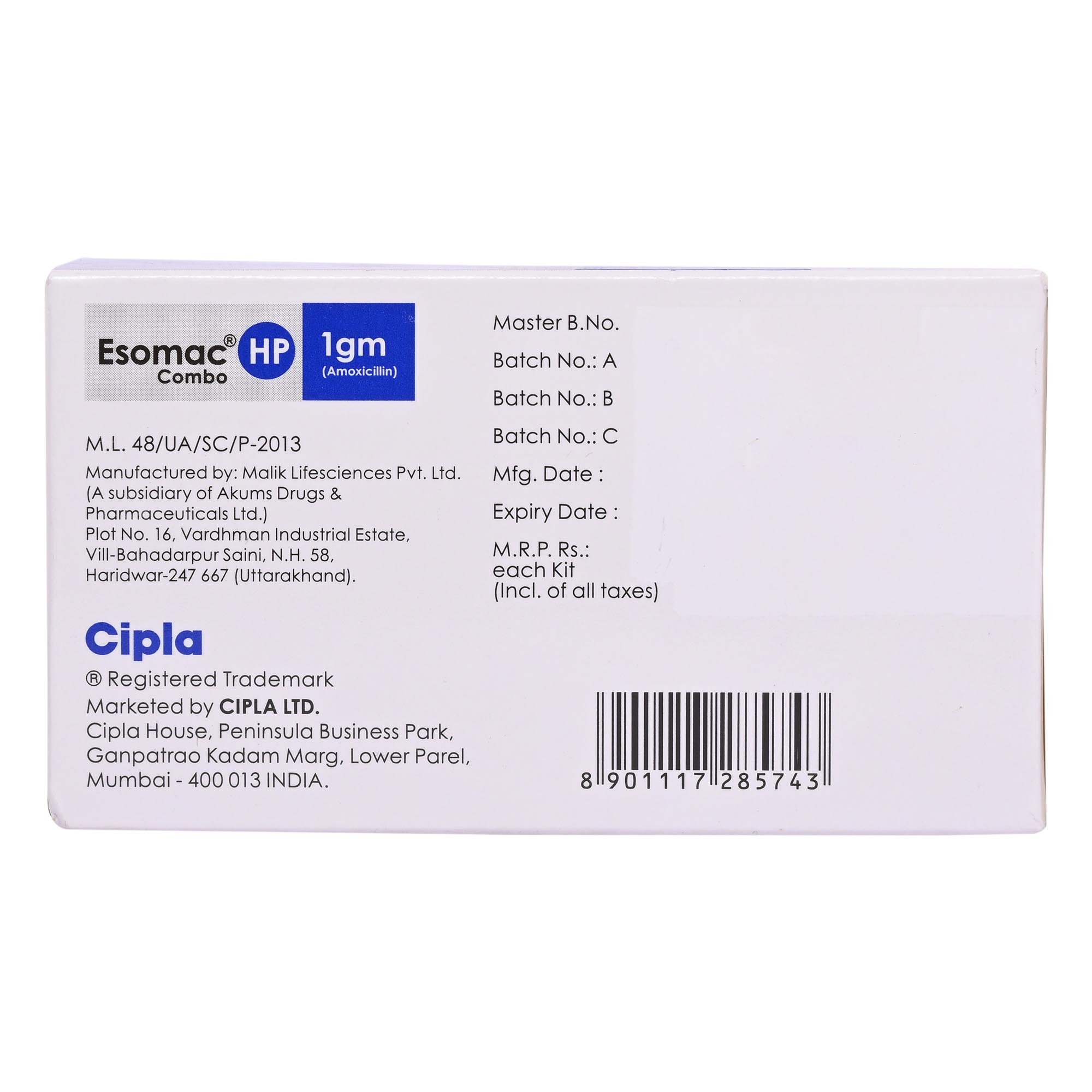 Esomac HP 1 gm Combikit Tablet | Uses, Side Effects, Price | Apollo ...