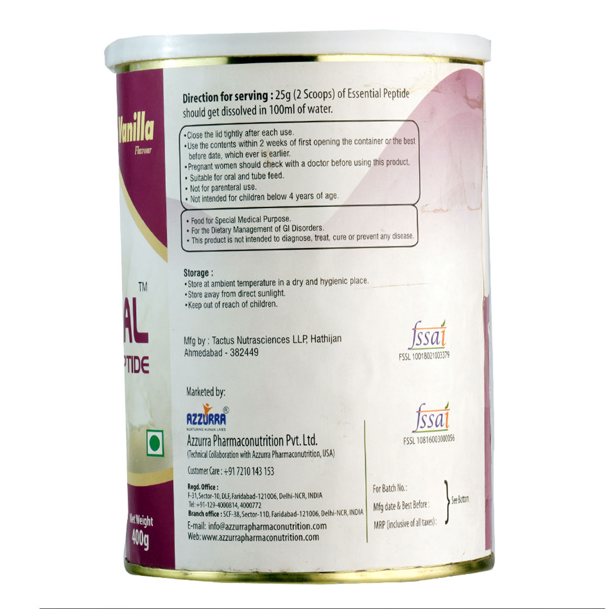 Essential Peptide Vanilla Powder 400 gm Price, Uses, Side Effects ...
