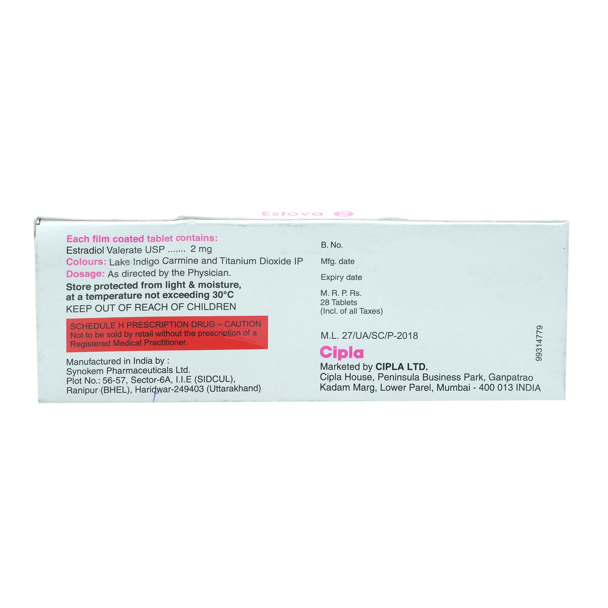 Estova 2mg Tablet 28's Price, Uses, Side Effects, Composition - Apollo ...