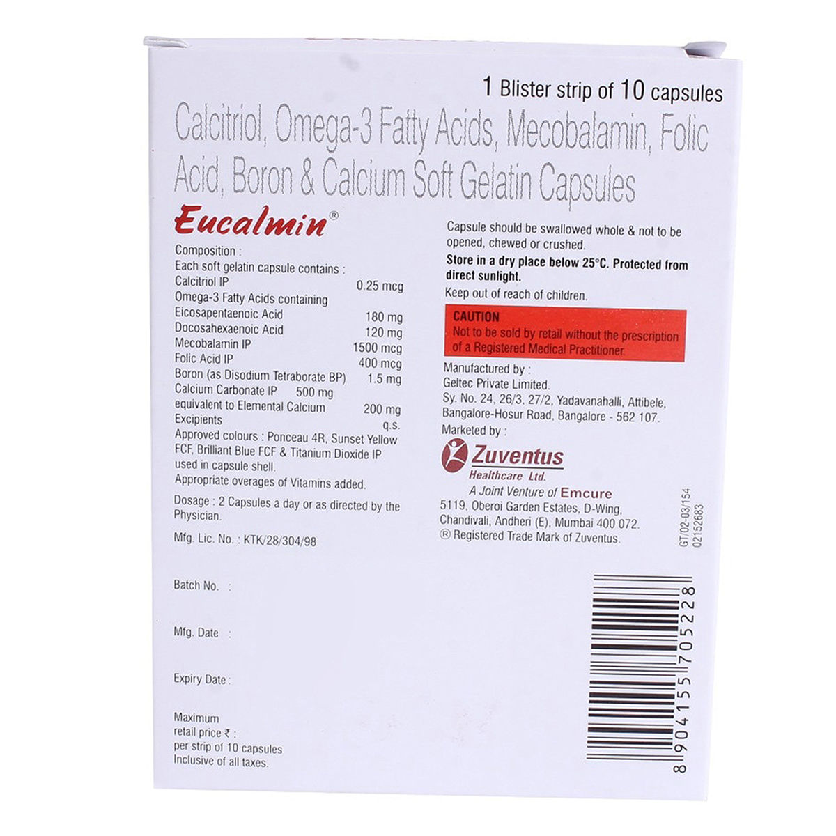 Eucalmin Capsule 10's Price, Uses, Side Effects, Composition - Apollo ...