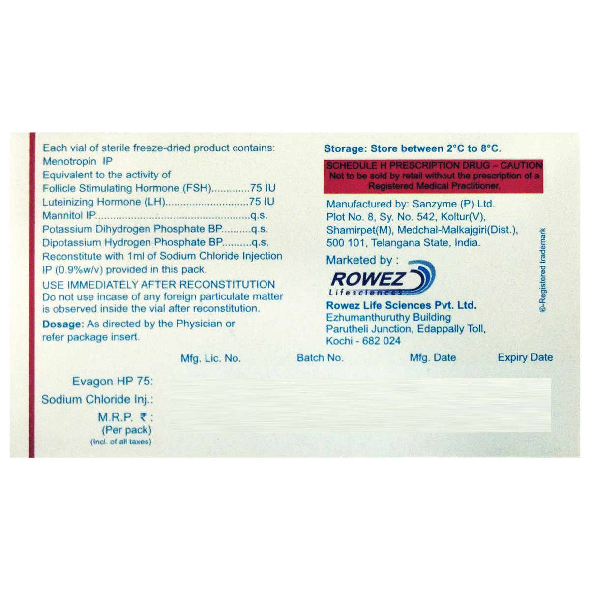 Evagon HP 75 Injection 1's का उपयोग, फायदे ,साइड इफेक्ट,कीमत in Hindi ...