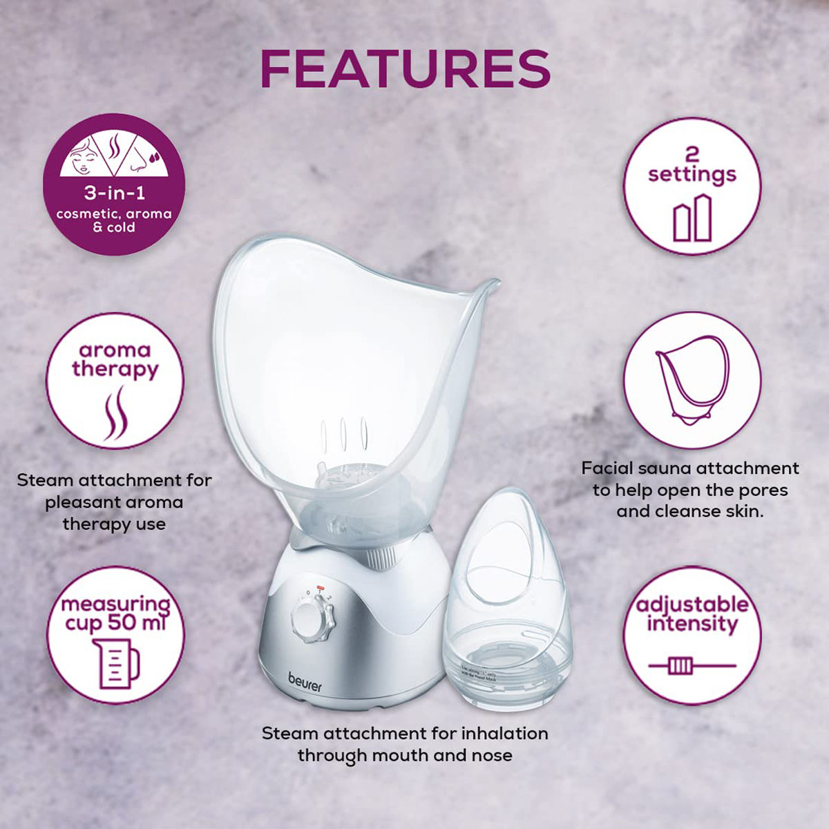 Beurer FS 50 Facial Sauna & Steam Inhaler, 1 Count Price, Uses, Side ...