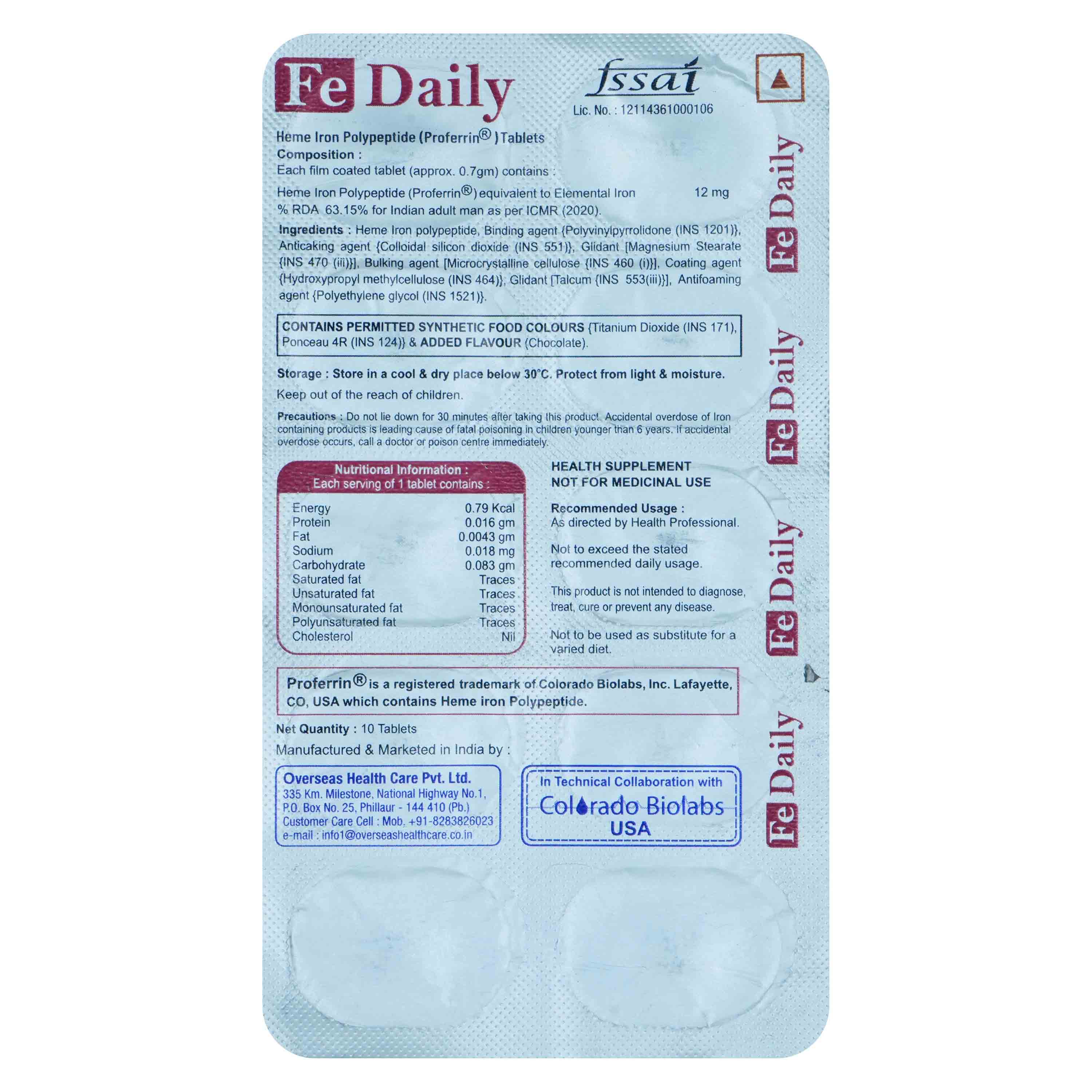 Fe Daily Tablet | Uses, Side Effects, Price | Apollo Pharmacy