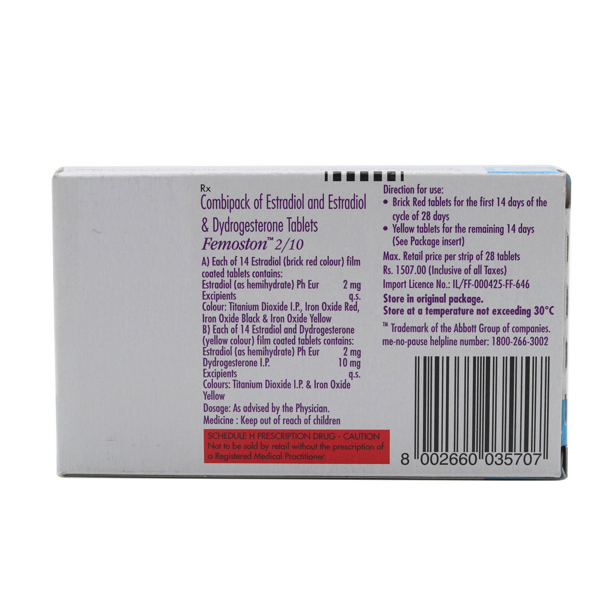 Femoston 2/10 Combipack Tablet 28's Price, Uses, Side Effects ...