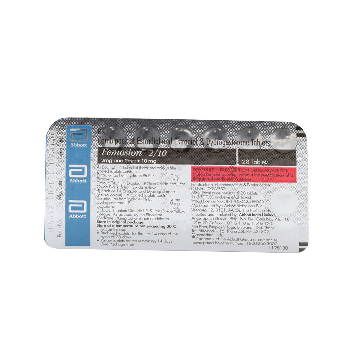 Femoston 2/10 Combipack Tablet 28's Price, Uses, Side Effects ...