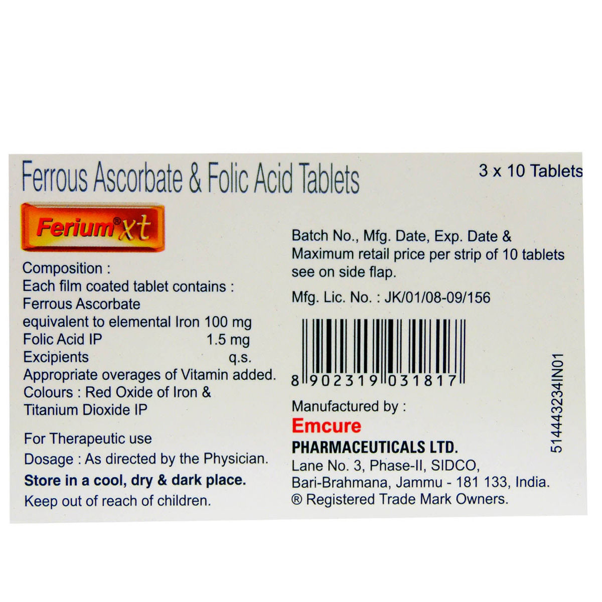 Ferium XT Tablet 10's Price, Uses, Side Effects, Composition - Apollo ...