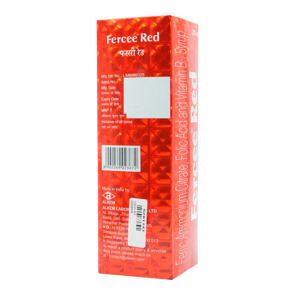Fercee Red Syrup 225 ml Price, Uses, Side Effects, Composition - Apollo ...