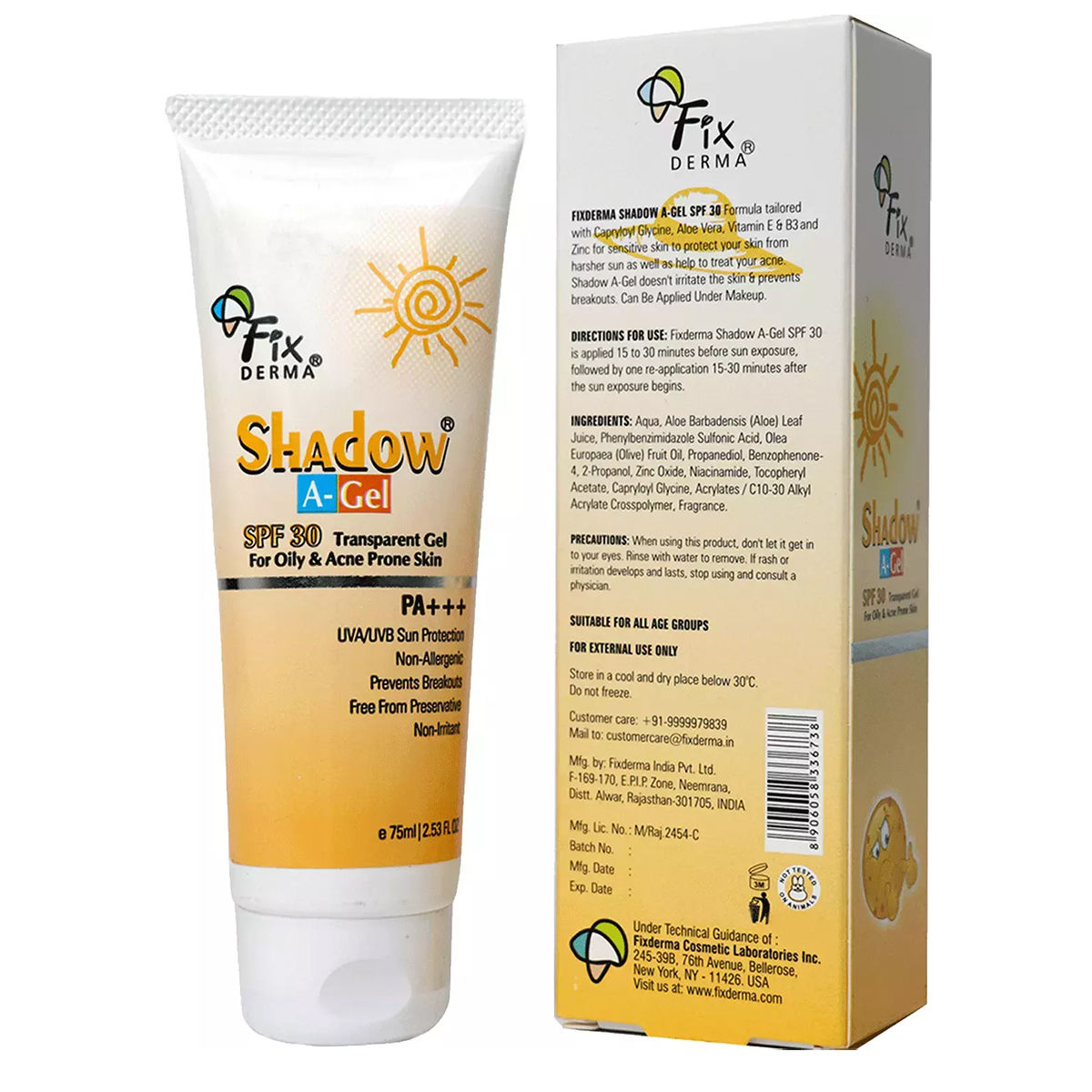 Fix Derma Shadow A-Gel Spf30 Pa+++ 75 ml Price, Uses, Side Effects ...