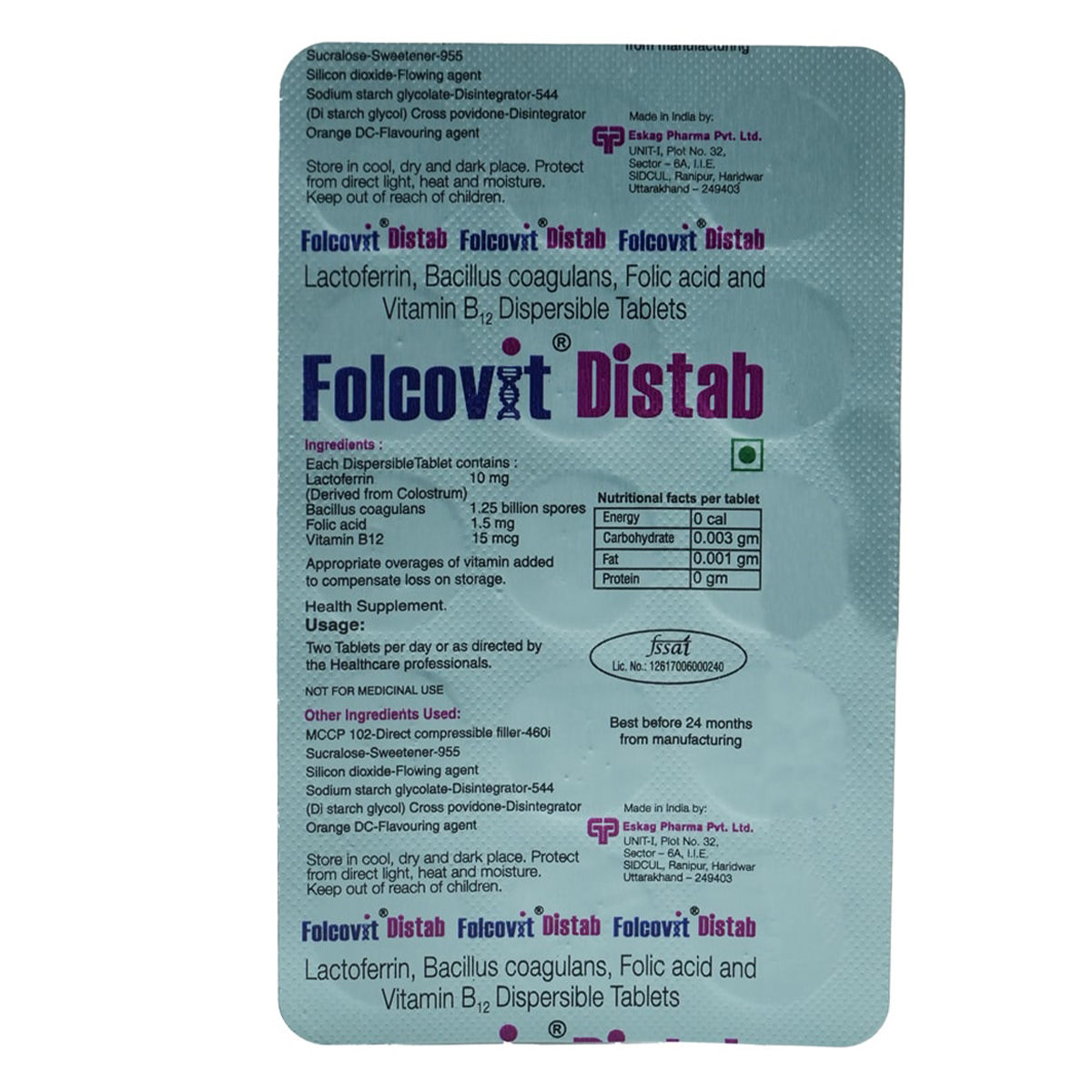 Folcovit Distab Tablet 15's Price, Uses, Side Effects, Composition ...