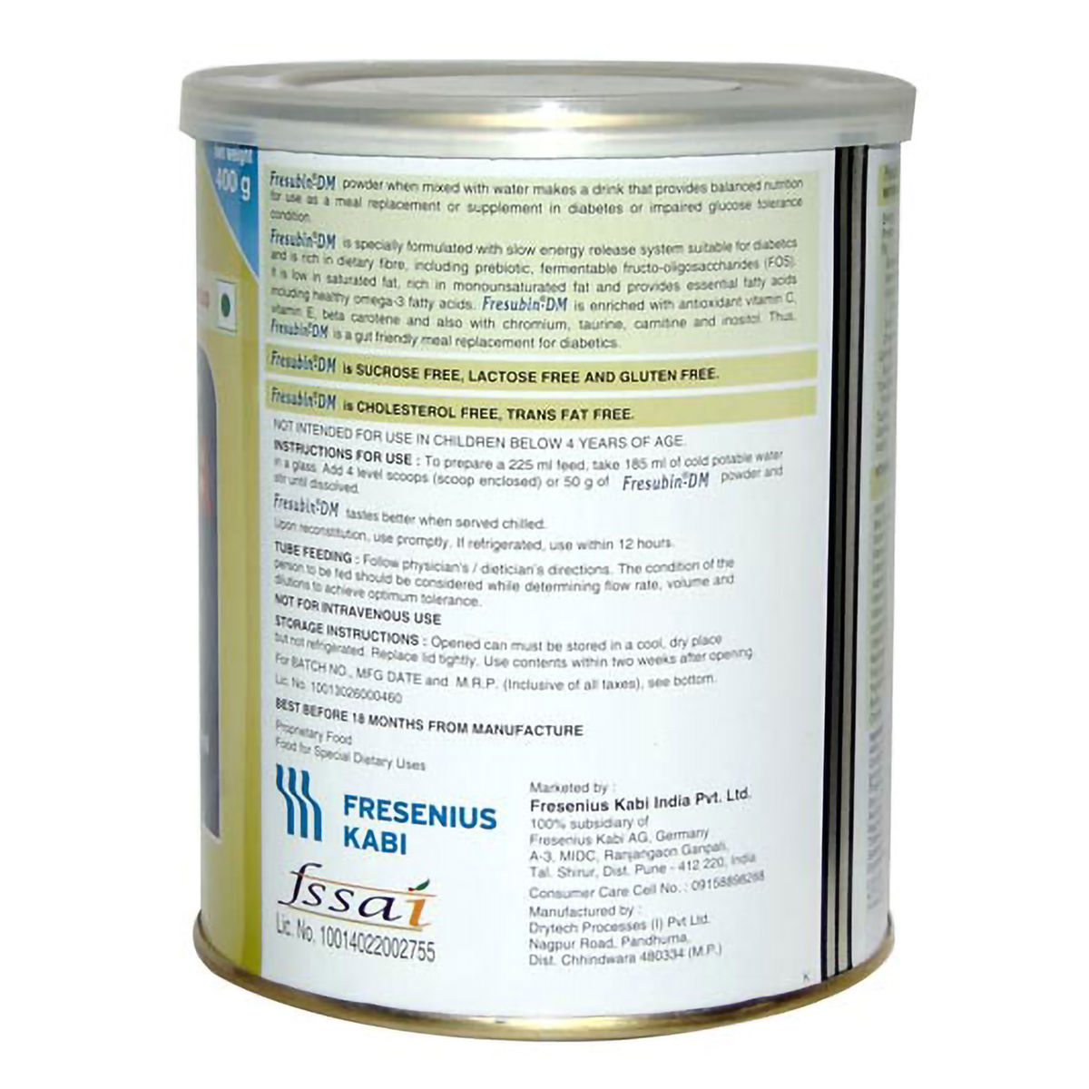 Buy Fresubin DM Cardamom Flavour Powder, 400 gm Tin | 19 Minutes ...