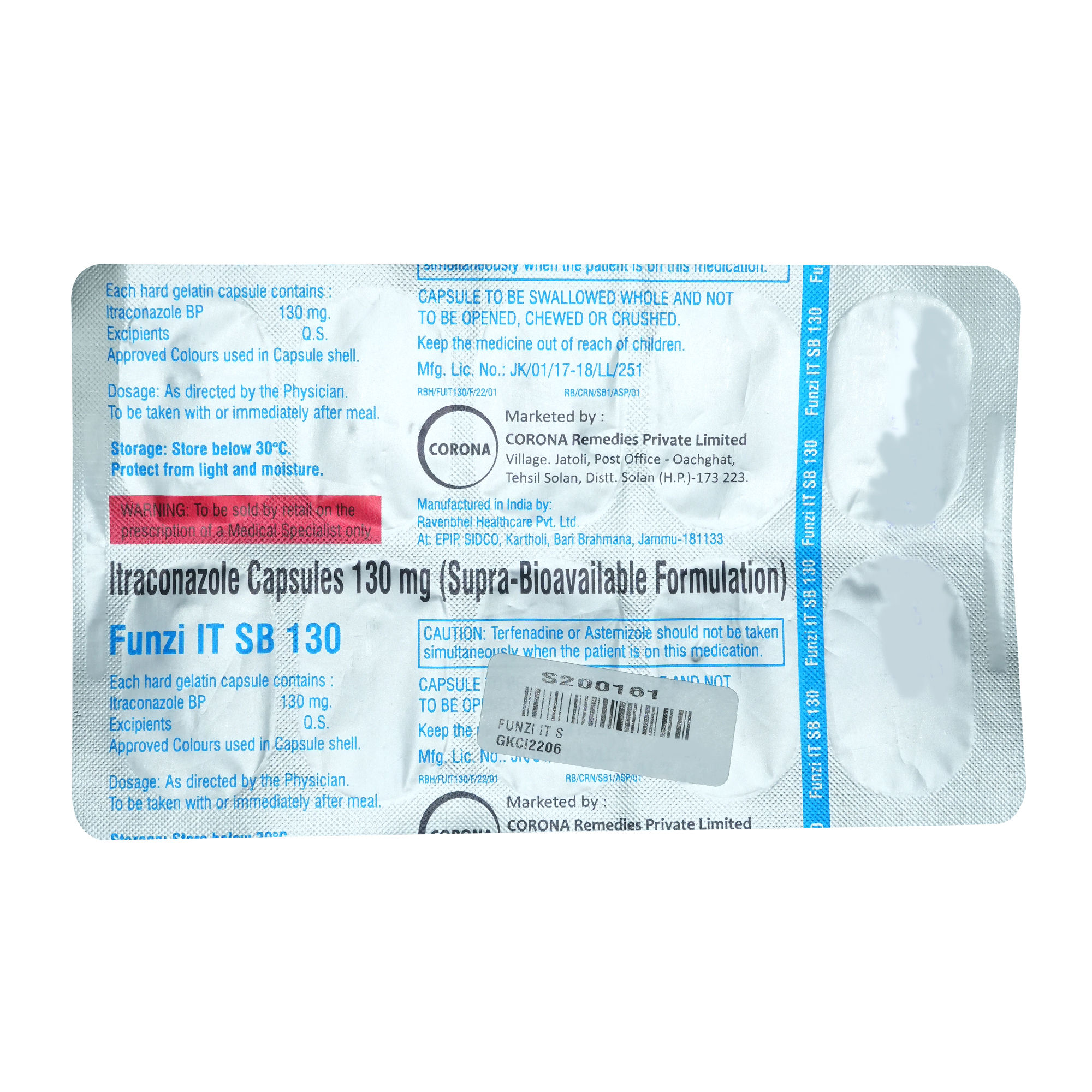 Funzi It Sb 130Mg Cap 10'S Price, Uses, Side Effects, Composition ...