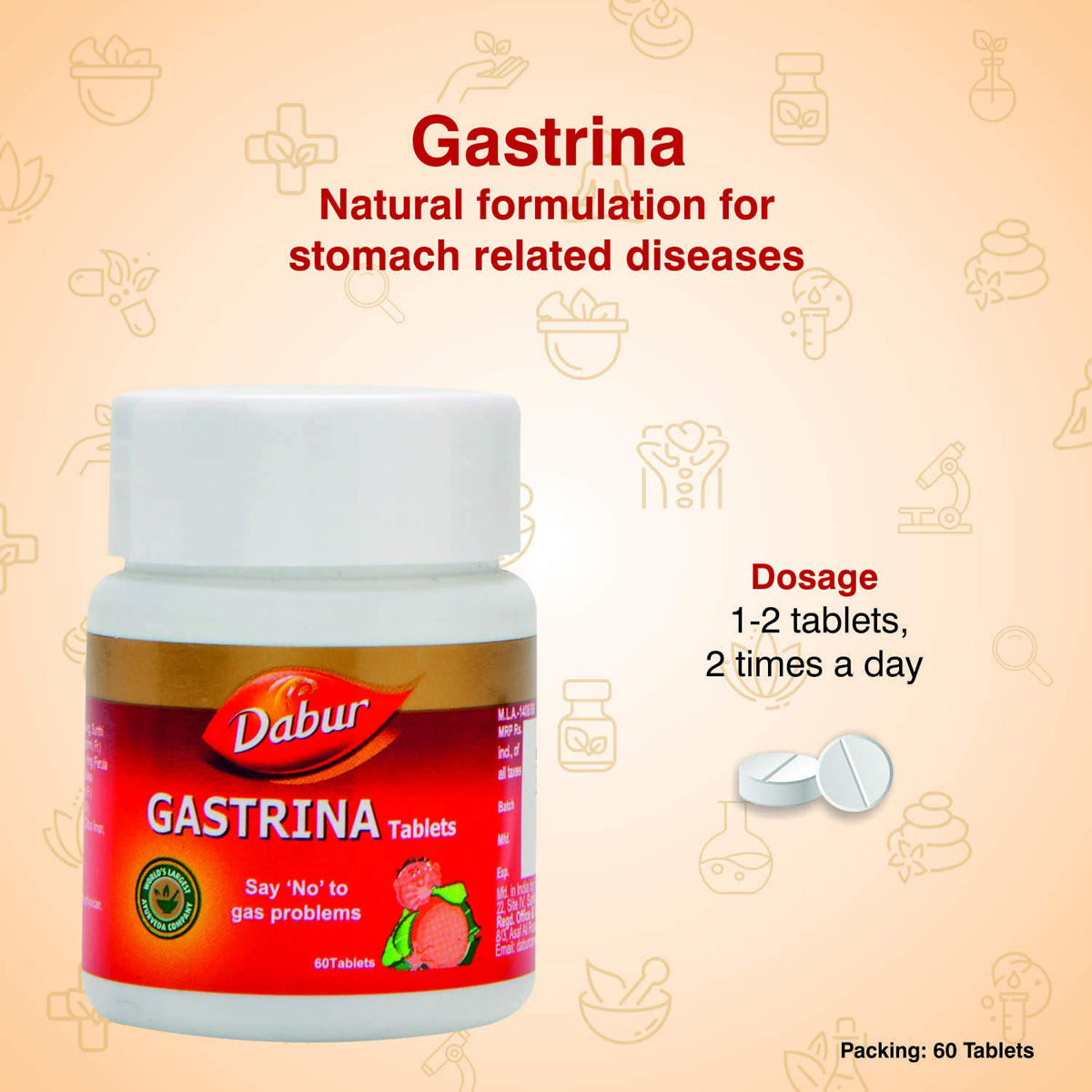 Dabur Gastrina, 60 Tablets Price, Uses, Side Effects, Composition ...