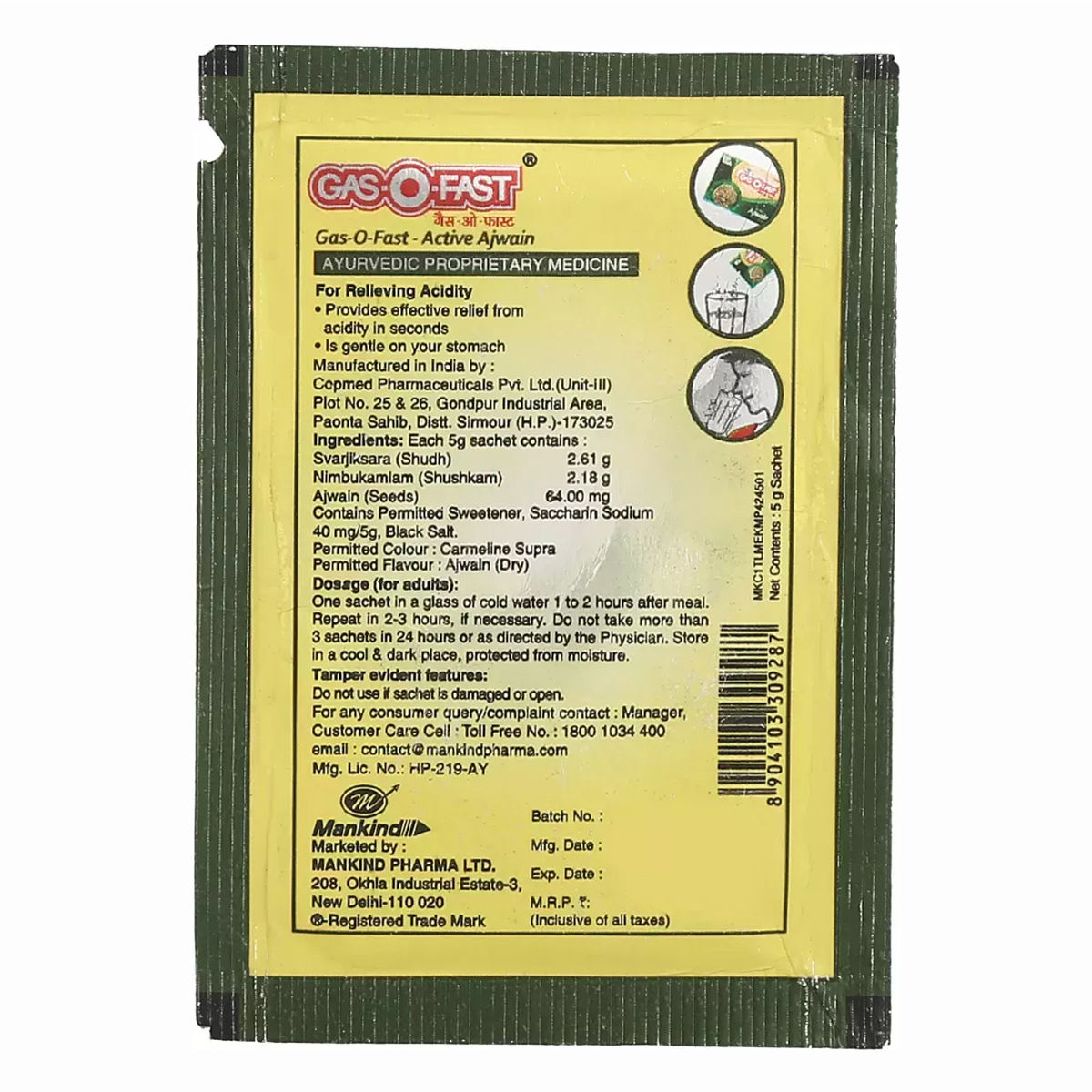 Buy Gas-O-Fast Active Ajwain Sachet, 5 gm | 19 Minutes Delivery ...