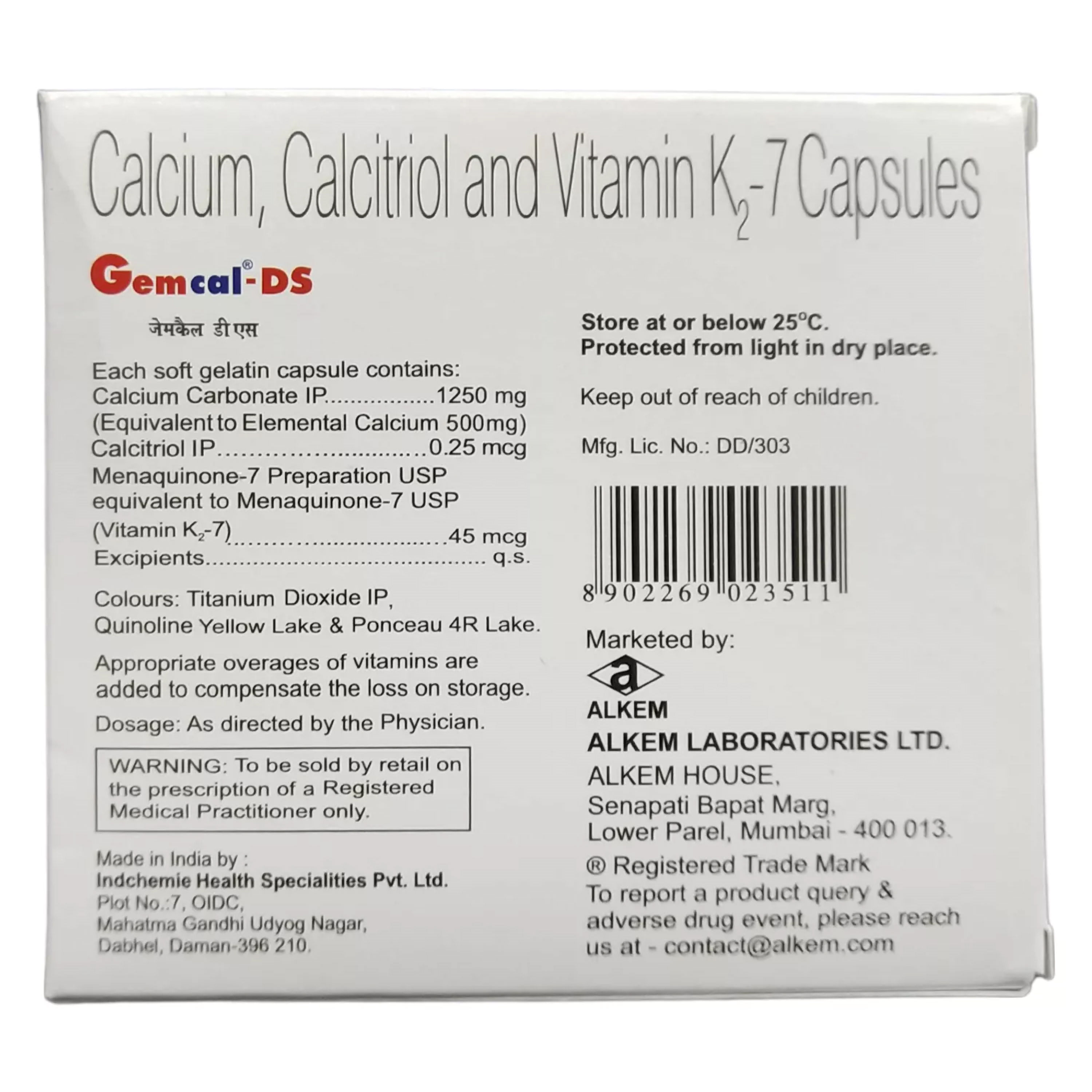 Gemcal DS Capsule | Uses, Side Effects, Price | Apollo Pharmacy