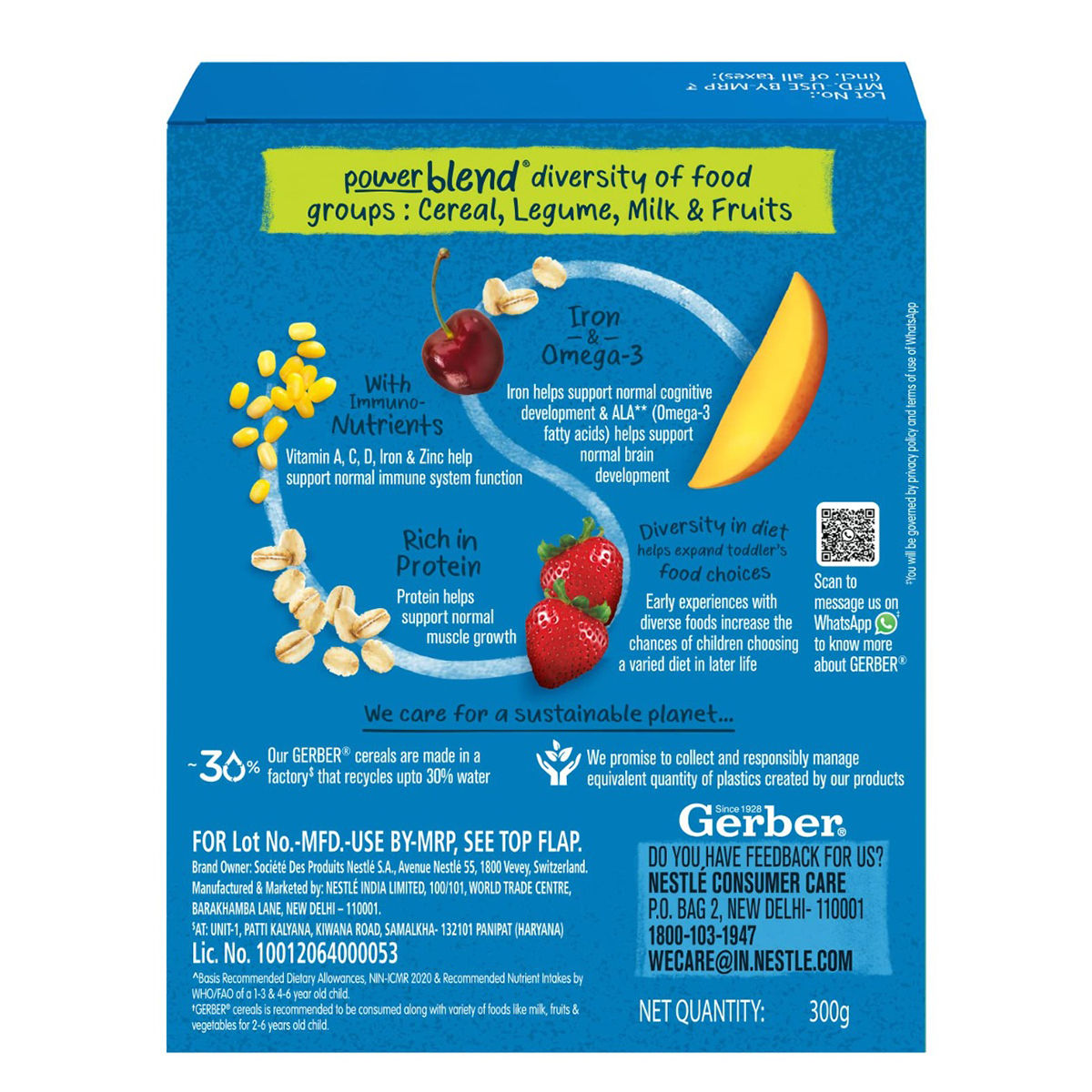 Buy Gerber Cereal Mango & Berry Powder for 2-6 Year Old Kids, 300 gm ...