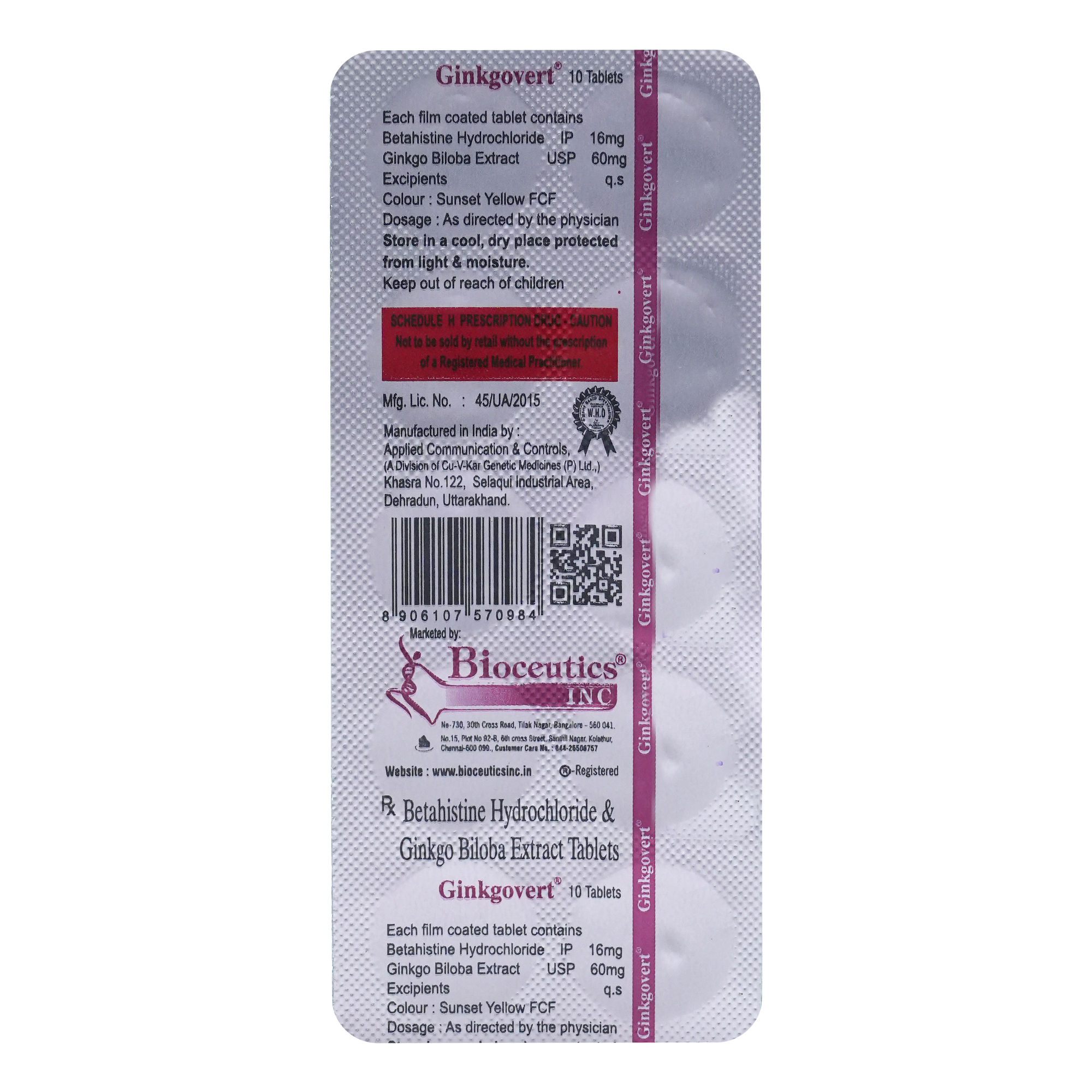 GINKGOVERT TABLET 10'S Price, Uses, Side Effects, Composition - Apollo ...