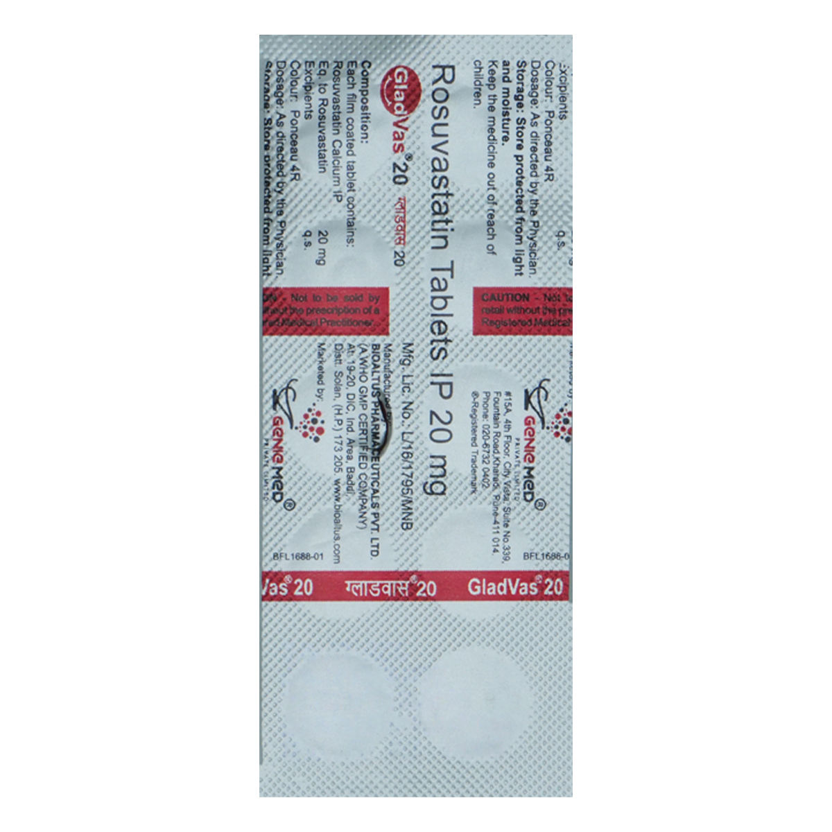 Gladvas 20 Tablet | Uses, Side Effects, Price | Apollo Pharmacy