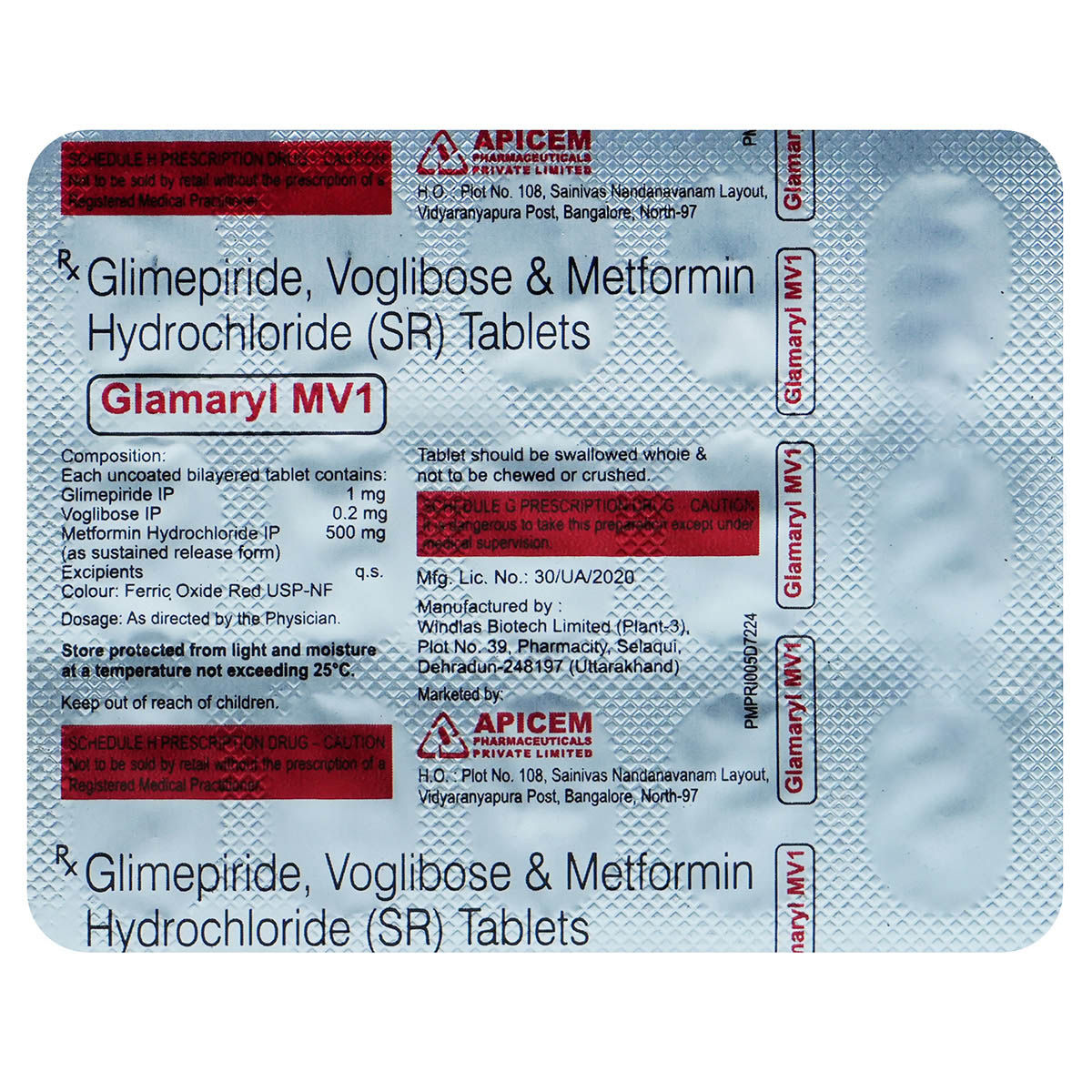 Glamaryl MV1 Tablet 15's | Uses, Side Effects, Price | Apollo Pharmacy