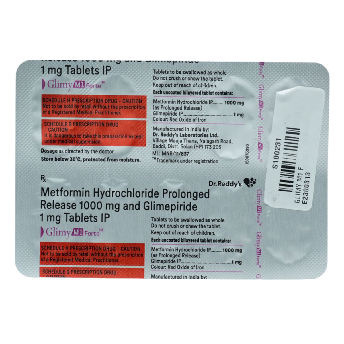Glimy M1 Forte Tablet 10's Price, Uses, Side Effects, Composition ...