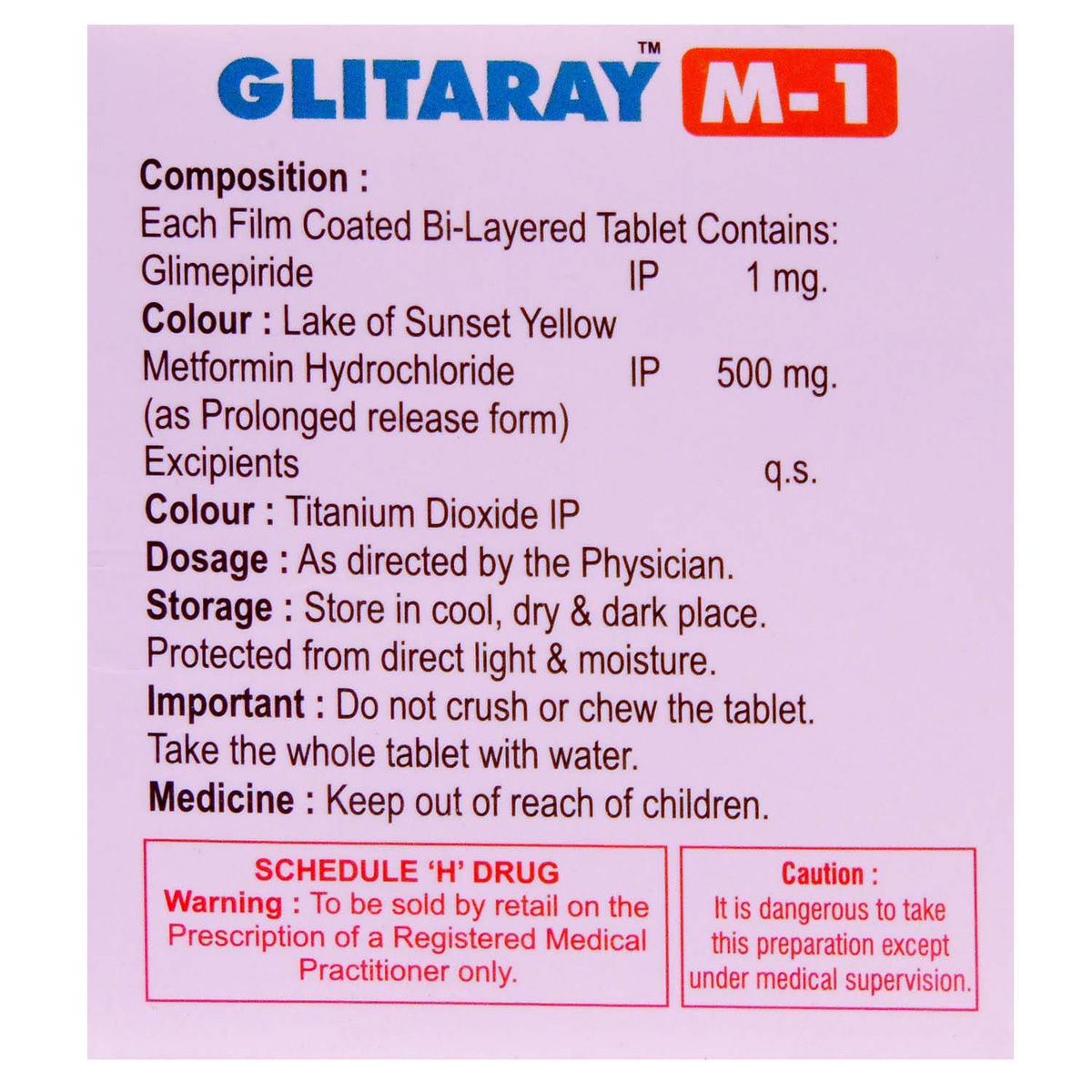 Glitaray M-1 Tablet 15's Price, Uses, Side Effects, Composition ...