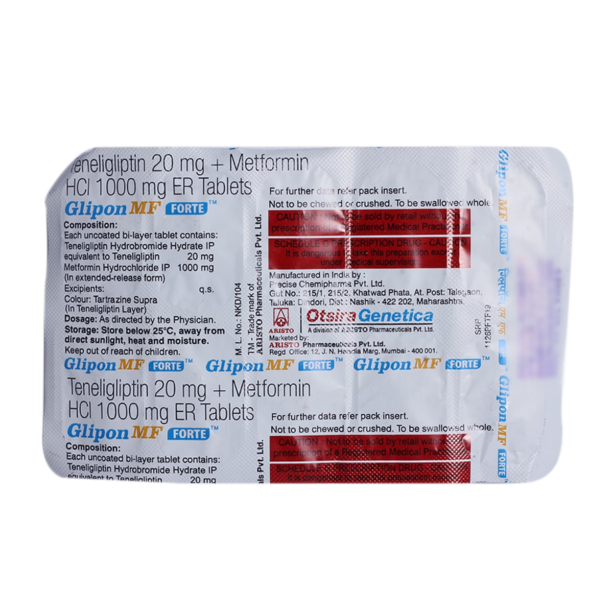 Glipon MF Forte Tablet 10's Price, Uses, Side Effects, Composition ...