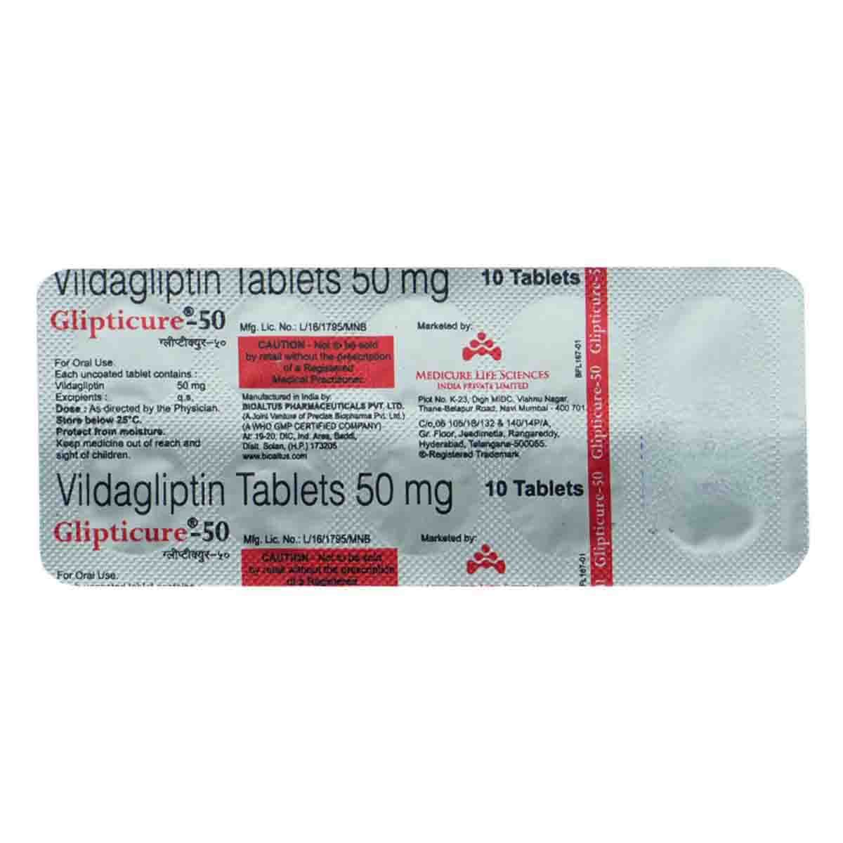 Glipticure-50 Tablet 10's Price, Uses, Side Effects, Composition ...
