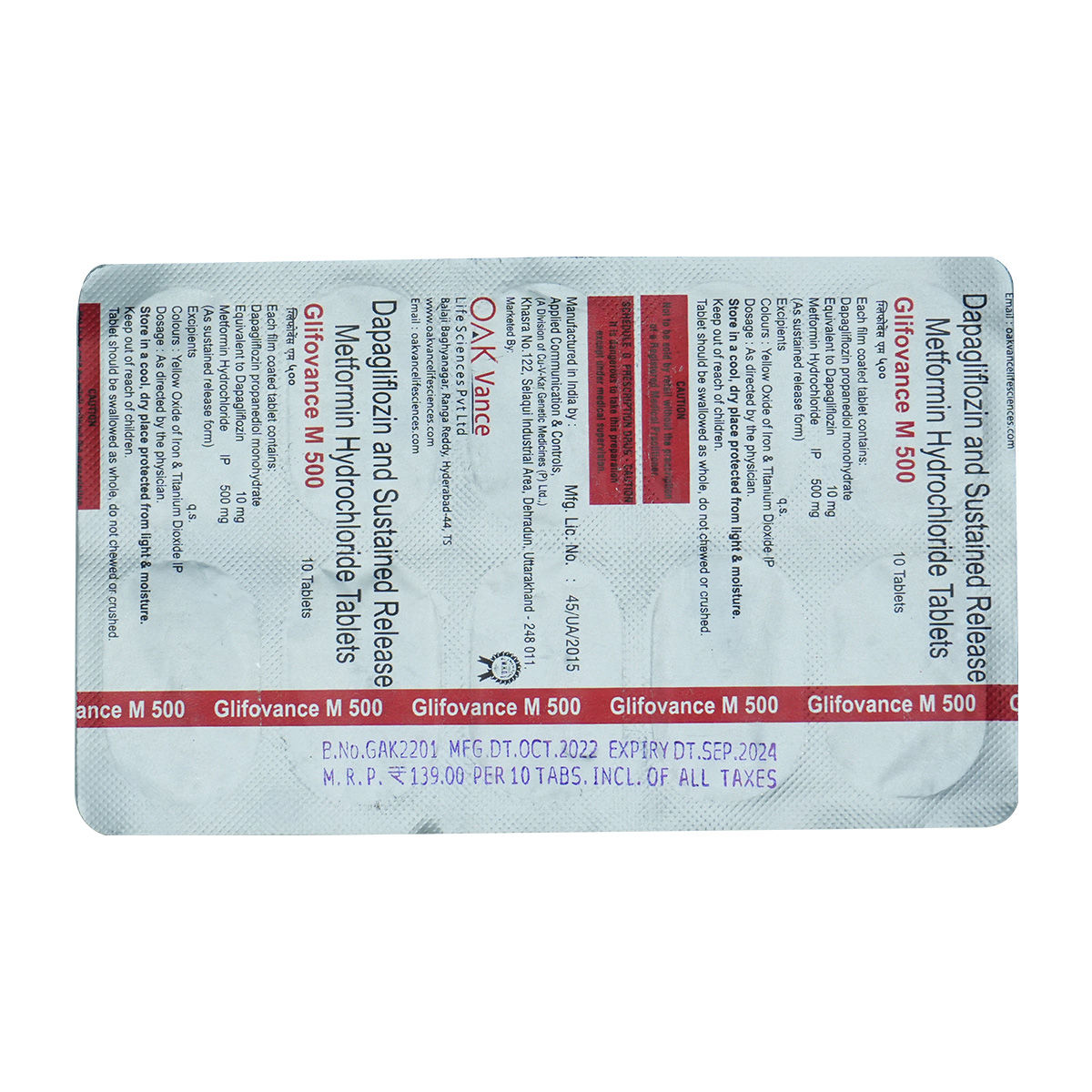 Glifovance M 500 Tablet 10's Price, Uses, Side Effects, Composition ...