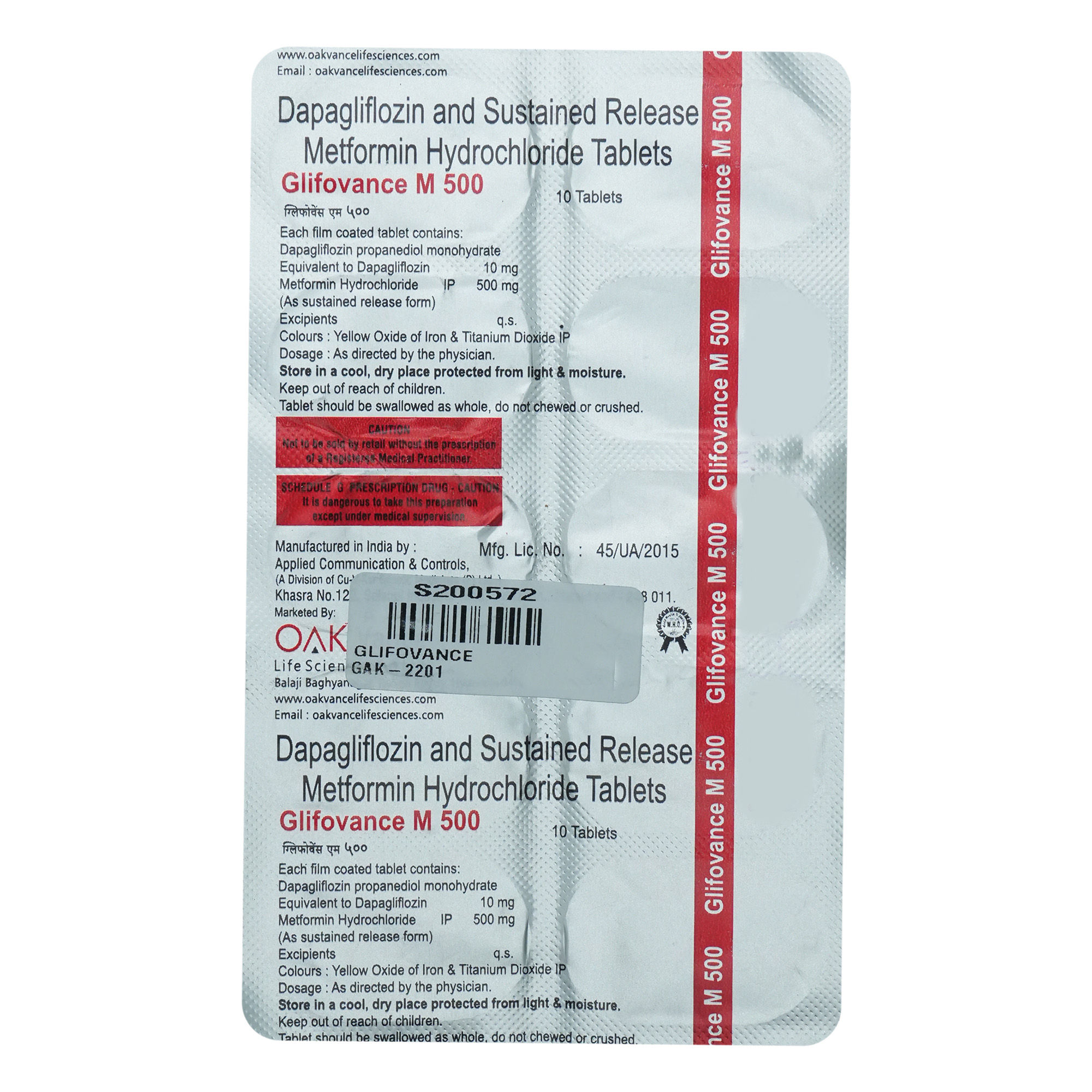 Glifovance M 500 Tablet 10's Price, Uses, Side Effects, Composition ...