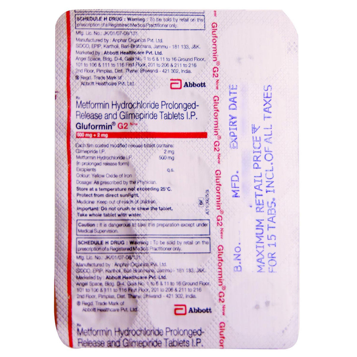 Gluformin G 2 Tablet 15's Price, Uses, Side Effects, Composition - Apollo Pharmacy