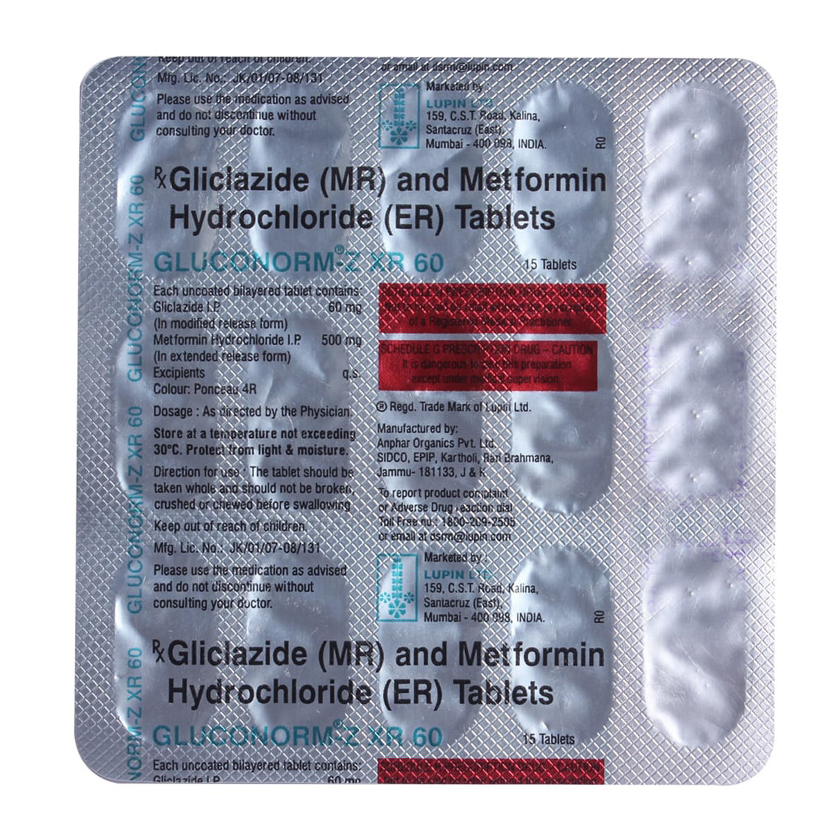 Gluconorm-Z XR 60 Tablet | Uses, Side Effects, Price | Apollo Pharmacy