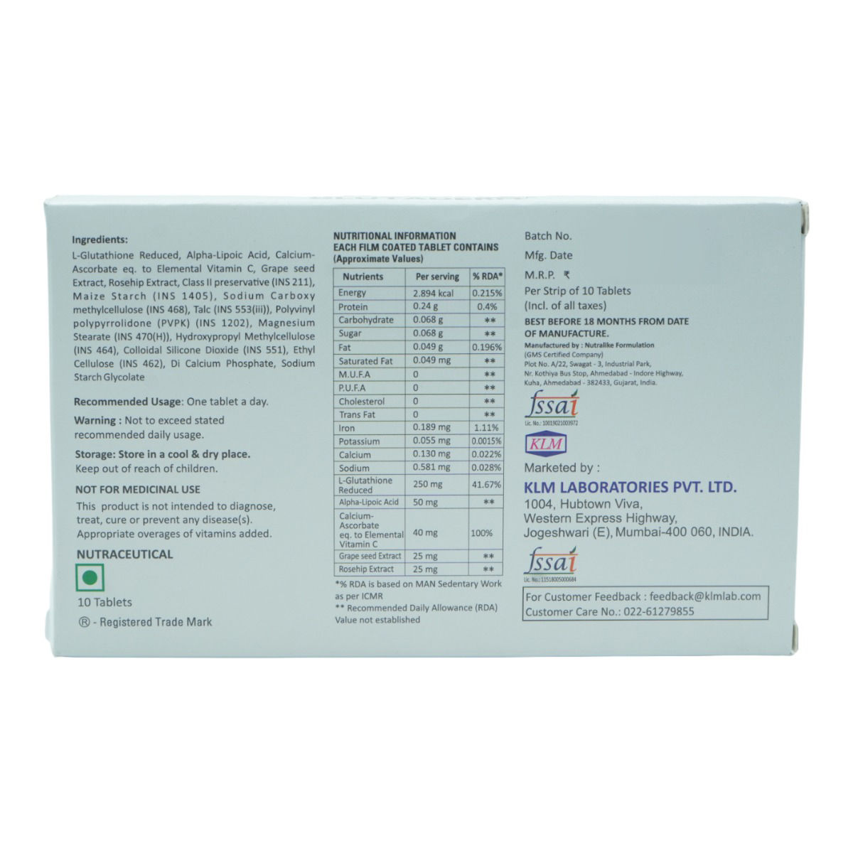 Glutaderm Tablet 10's Price, Uses, Side Effects, Composition - Apollo ...