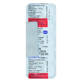 Glycomet-250 Tablet | Uses, Side Effects, Price | Apollo Pharmacy