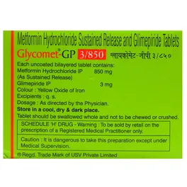 Glycomet GP 3/850 Tablet | Uses, Side Effects, Price | Apollo Pharmacy