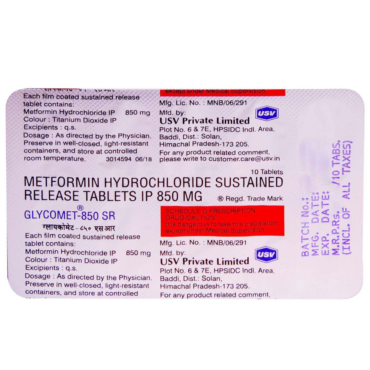 Glycomet SR 850 Tablet 10's Price, Uses, Side Effects, Composition ...