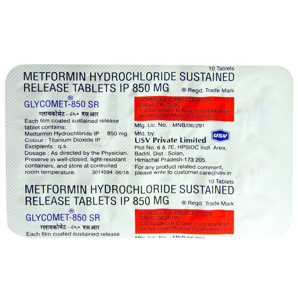 Glycomet SR 850 Tablet 10's Price, Uses, Side Effects, Composition ...