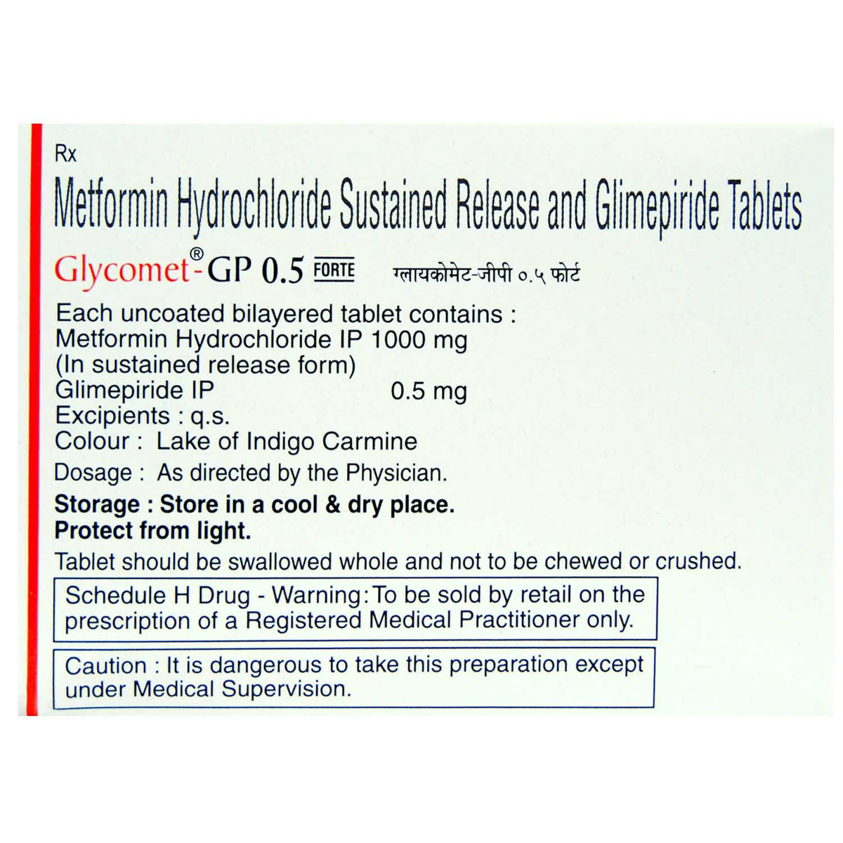 Glycomet-GP 0.5 Tablet | Uses, Side Effects, Price | Apollo Pharmacy