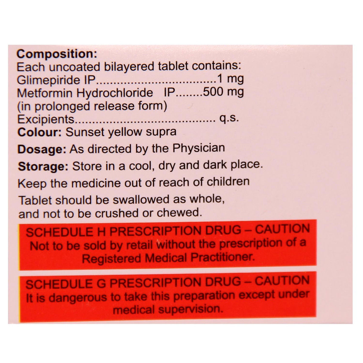 Glynamic-M 1 Tablet 10's Price, Uses, Side Effects, Composition ...