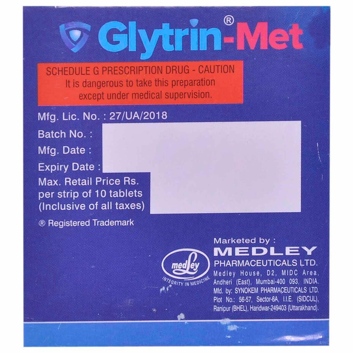 Glytrin-Met Tablet 10's Price, Uses, Side Effects, Composition - Apollo ...