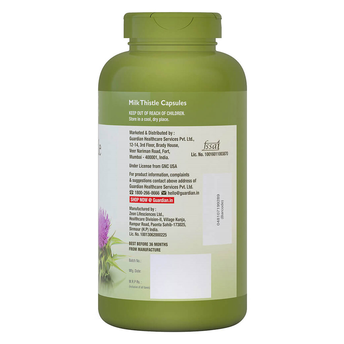 GNC Herbal Plus Milk Thistle 250 mg, 90 Capsules Price, Uses, Side ...