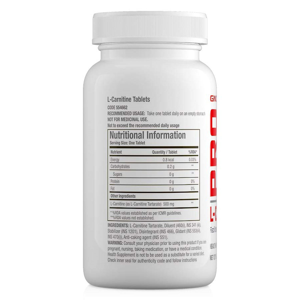 GNC PRO Performance L-Carnitine 500 mg, 60 Capsules Price, Uses, Side ...