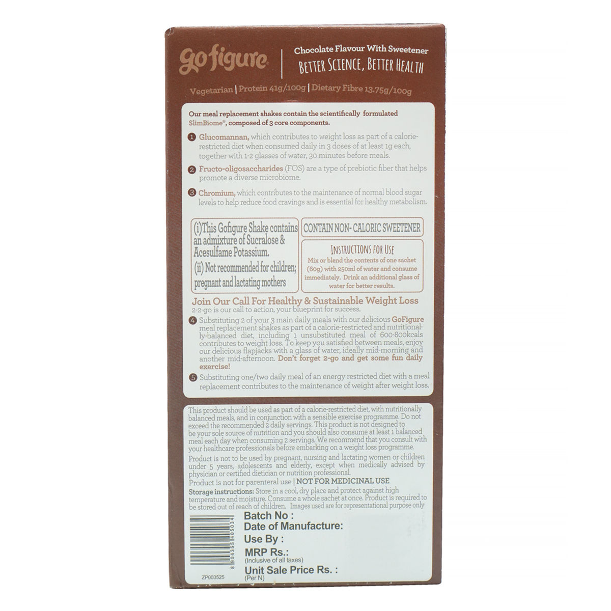 GoFigure Meal Replacement Shake Creamy Chocolate Flavour Powder, 600 gm ...