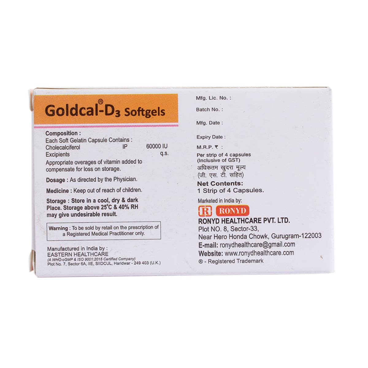 Goldcal D3 Capsule 4's Price, Uses, Side Effects, Composition - Apollo ...