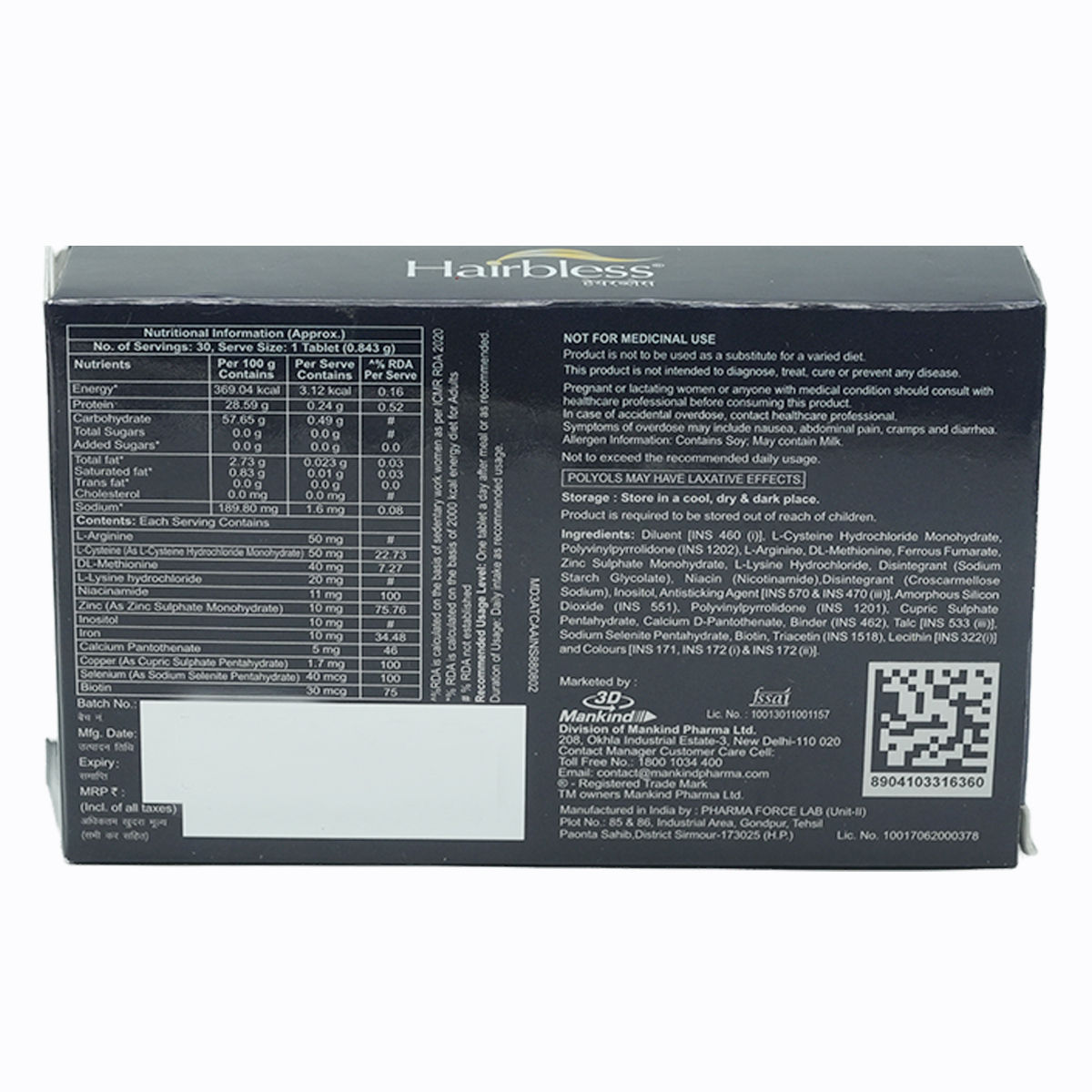 Hairbless Tablet 10's Price, Uses, Side Effects, Composition - Apollo ...