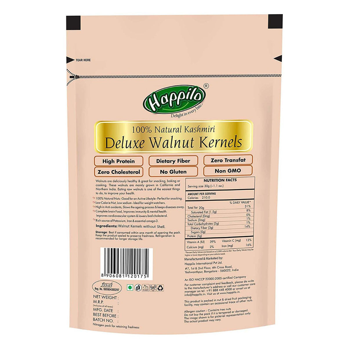 Happilo Kashmiri Walnut Kernels, 200 gm Price, Uses, Side Effects ...