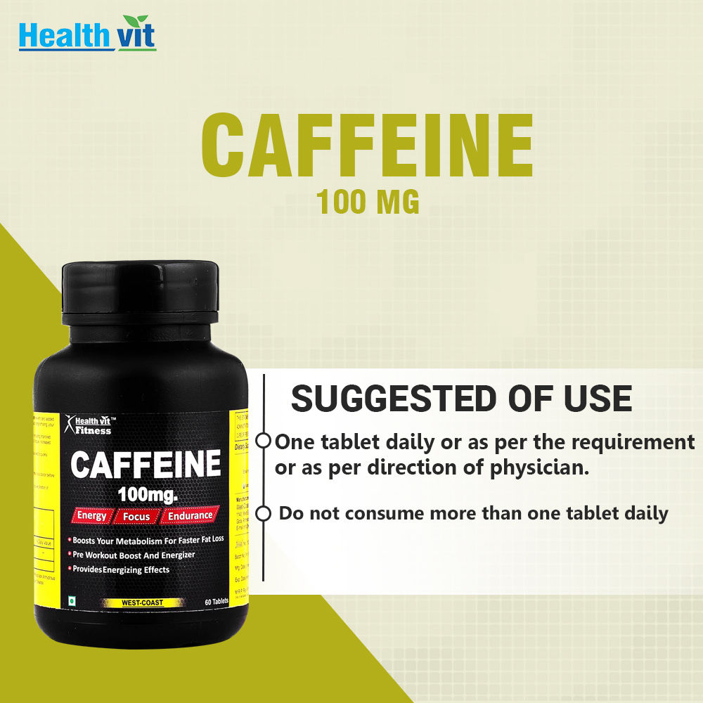 Buy Healthvit Fitness Caffeine 100 mg, 60 Tablets | 19 Minutes Delivery ...
